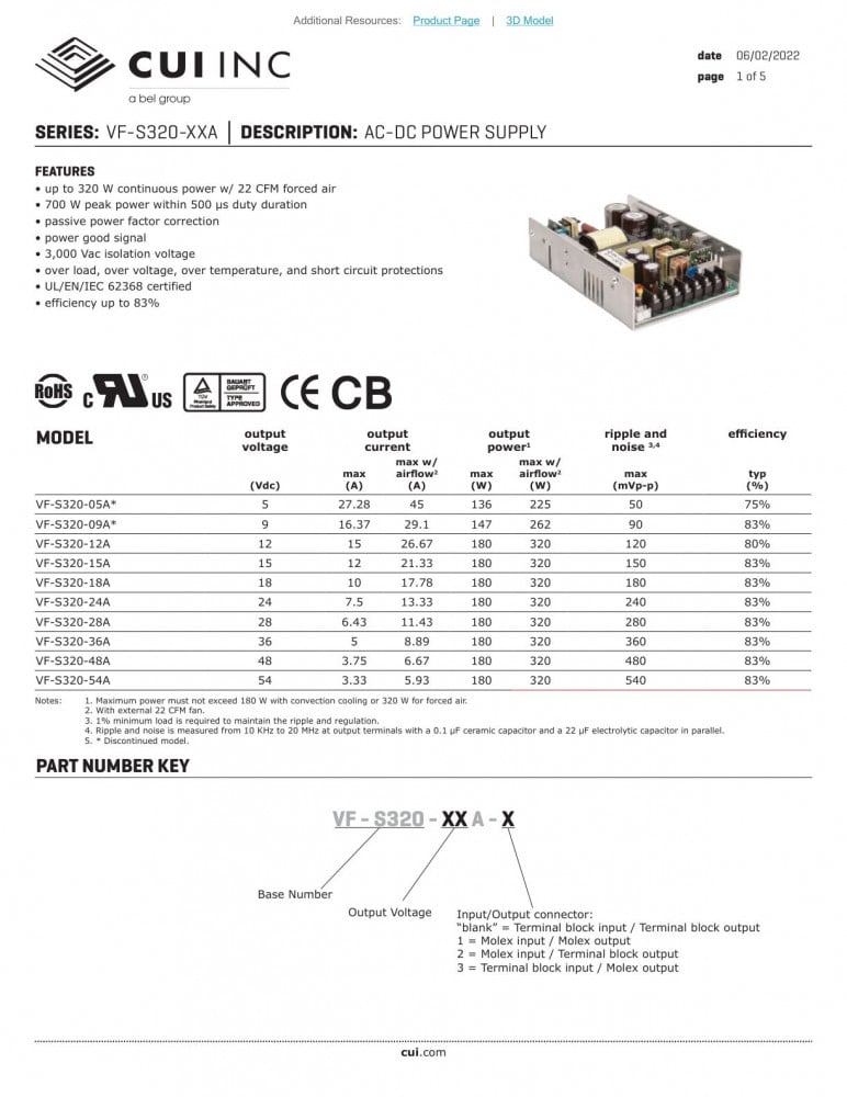 VF-S320-18A datasheet page 1