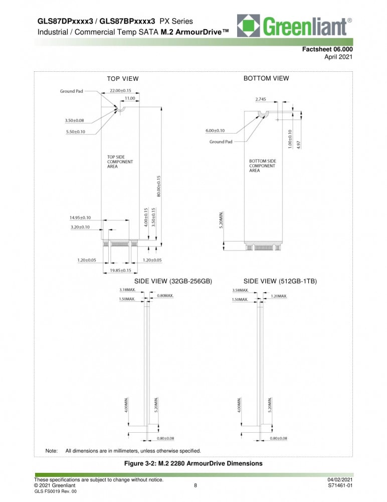 Greenliant GLS87BP032G3-I-BZ200 datasheet page 8