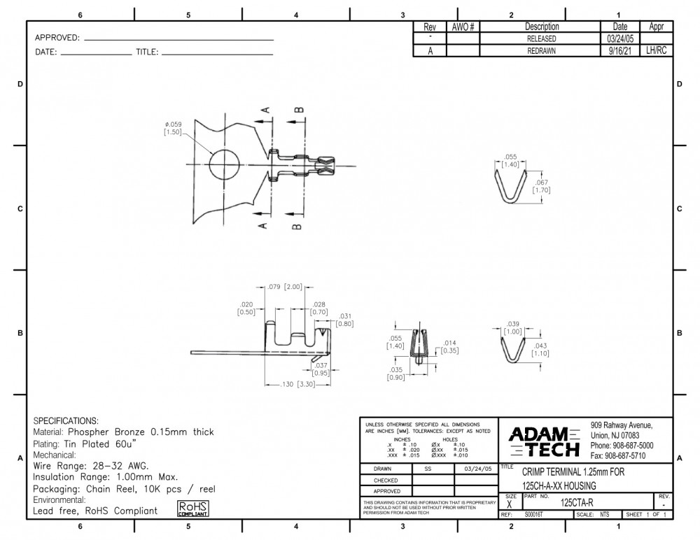 ADAM TECH 125CTA-R technical drawing page
