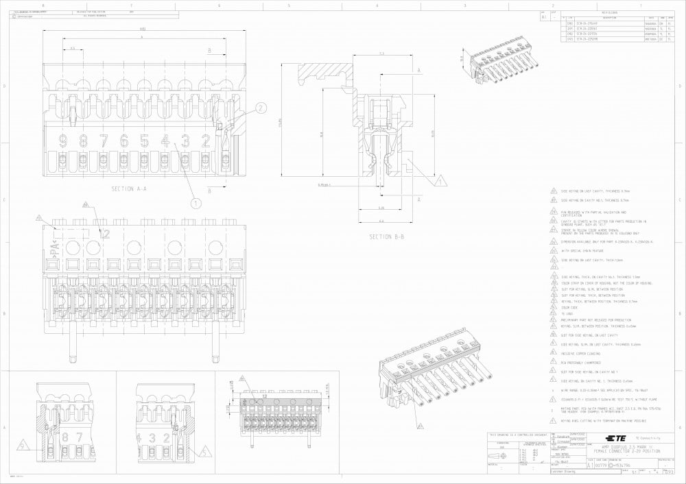 TE Connectivity drawing page 1