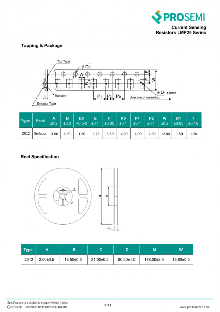 LMP25 series datasheet page 3