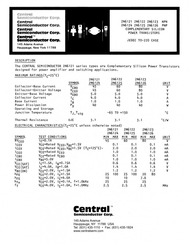 2N6123 document page 1