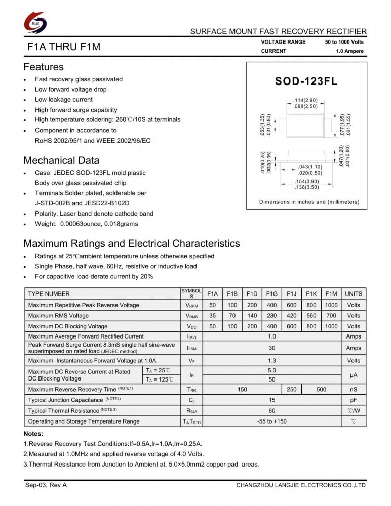LangJie F1M datasheet page 1