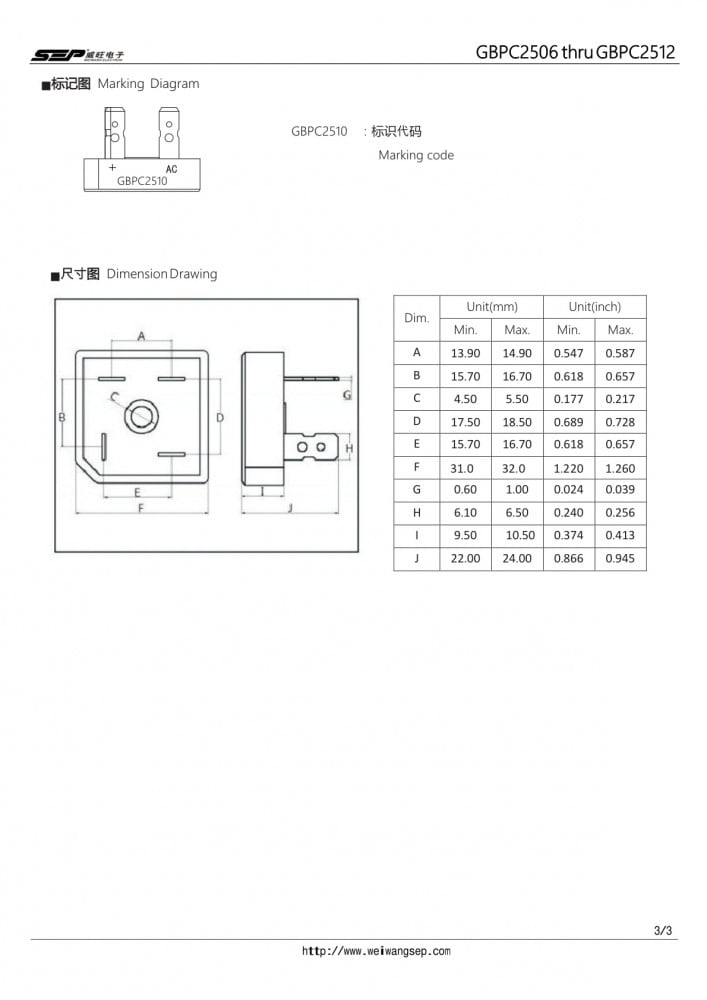 SEP GBPC2510 datasheet page 3