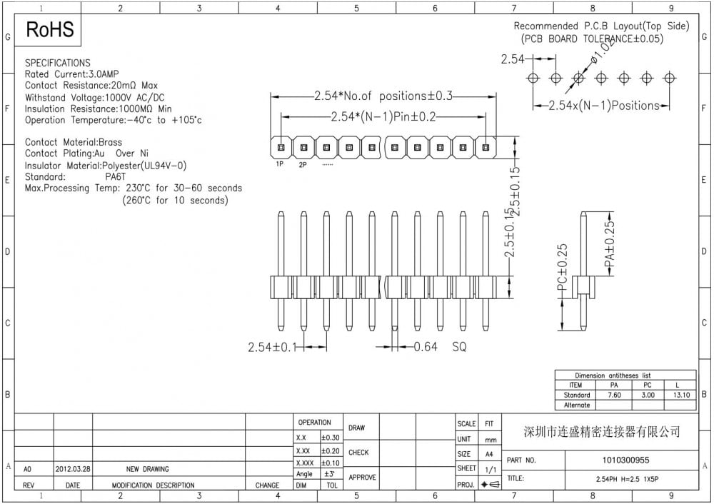 Liansheng 1010300955 technical document page