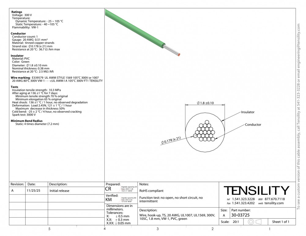 Tensility 30-03725 product drawing page