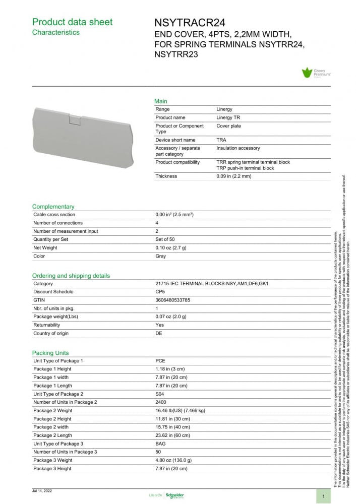 NSYTRACR24 technical documentation page 1