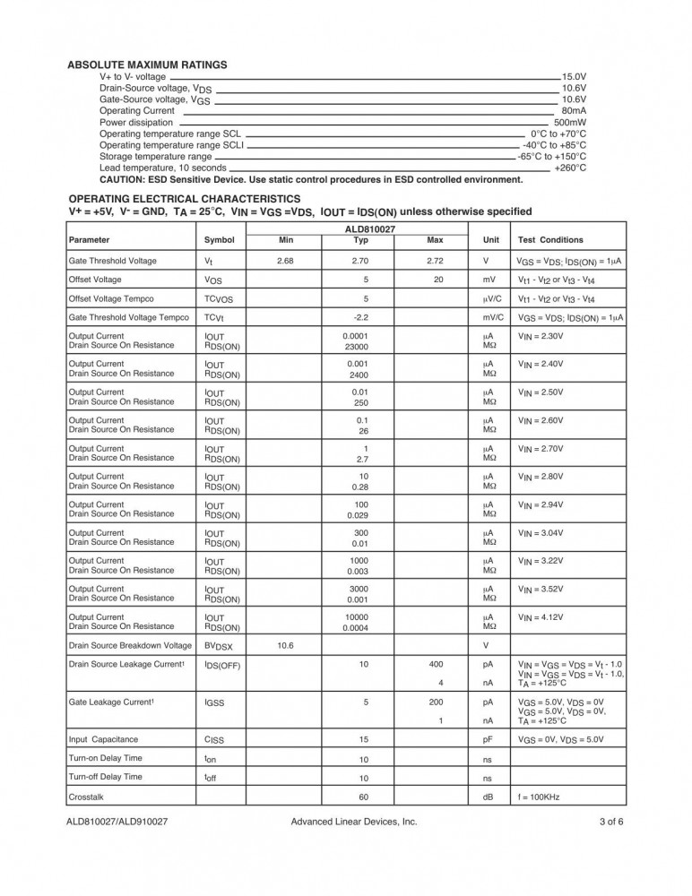 ALD810027 datasheet page 3