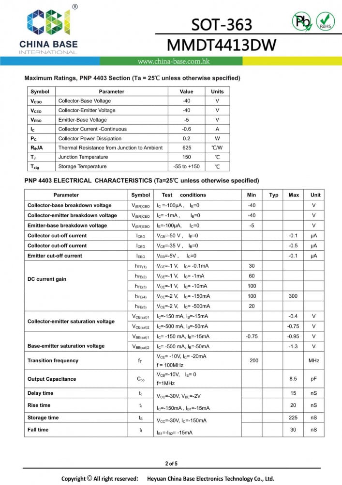 MMDT4413DW datasheet page 2