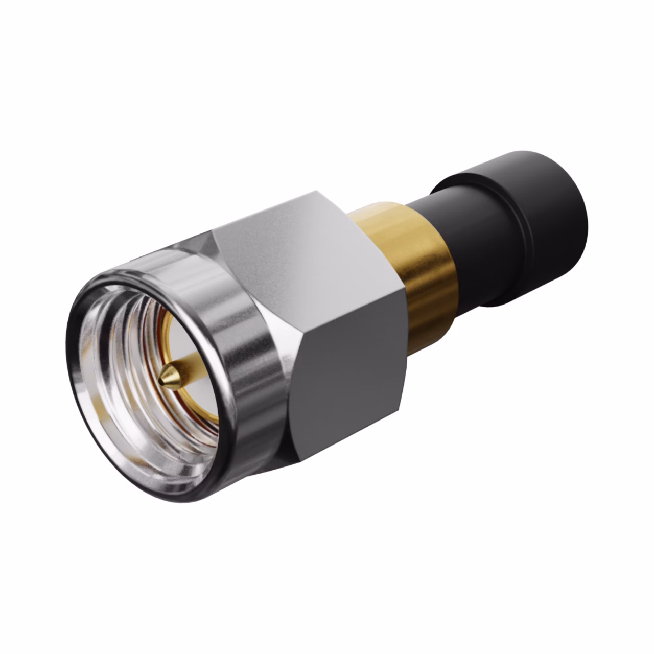 SMA Plug, Straight, Solder, Temp-Flex 10000540027 Cable, Stainless Steel Body, Gold (Au) Plated, Bag, 50 Ohms for sale