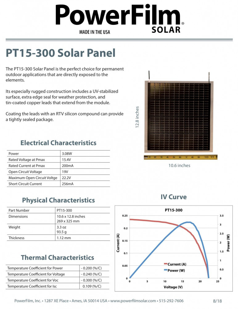 PT15-300 Solar Panel technical document preview