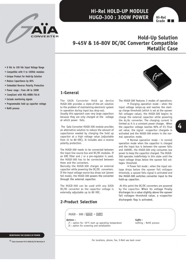 Gaia Converter HUGD-300 datasheet page 1