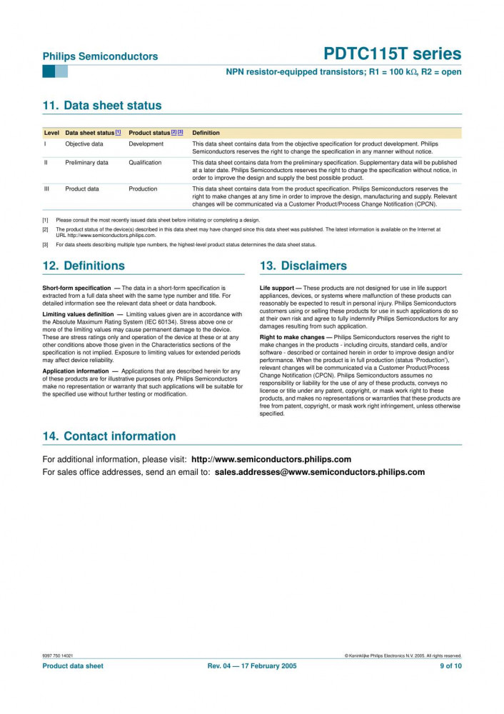 PDTC115TU datasheet page 10