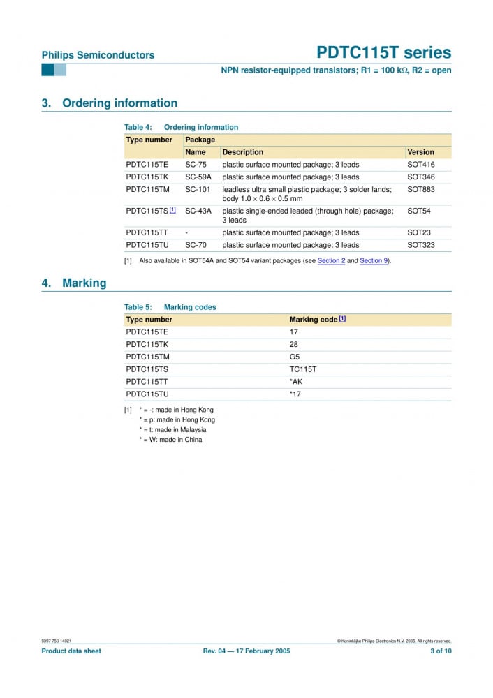 PDTC115TU datasheet page 4