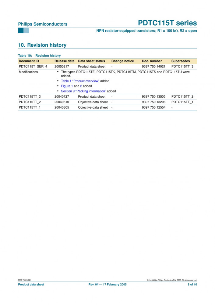 PDTC115TU datasheet page 9