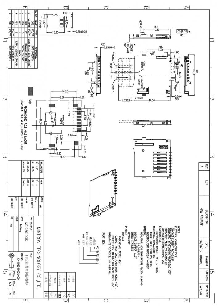 MINTRON MT102010052 technical drawing page