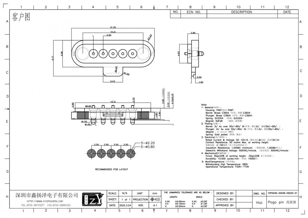 YZP0048-20048-05025-01 product specification page 3