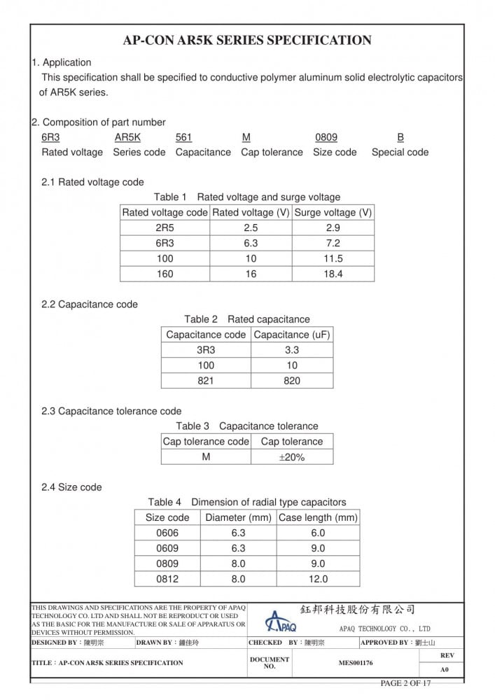 APAQ datasheet page 2