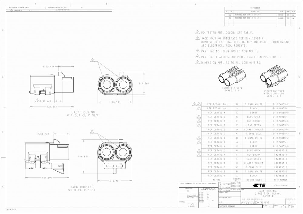 TE Connectivity 1-1924855-0 controlled drawing page 1