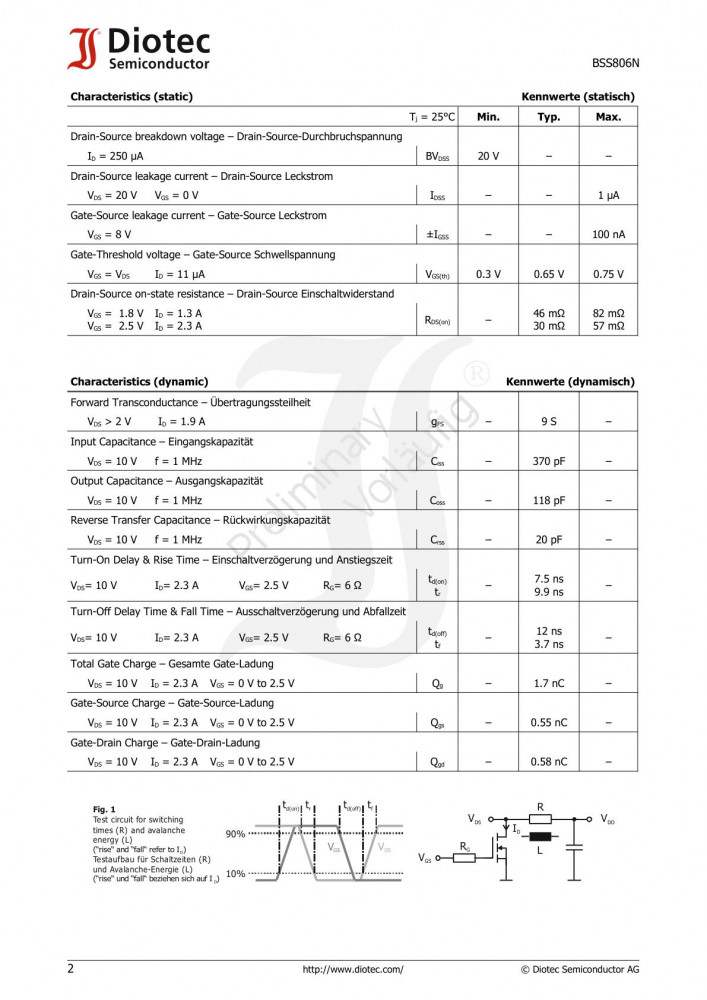 BSS806N technical document page 2