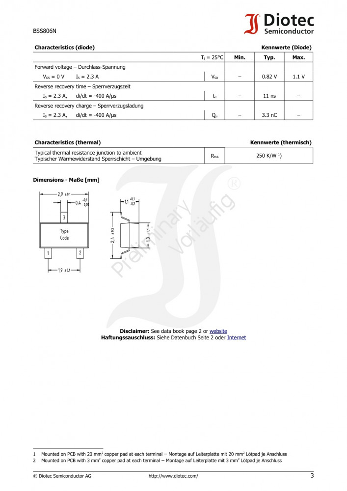 BSS806N technical document page 3