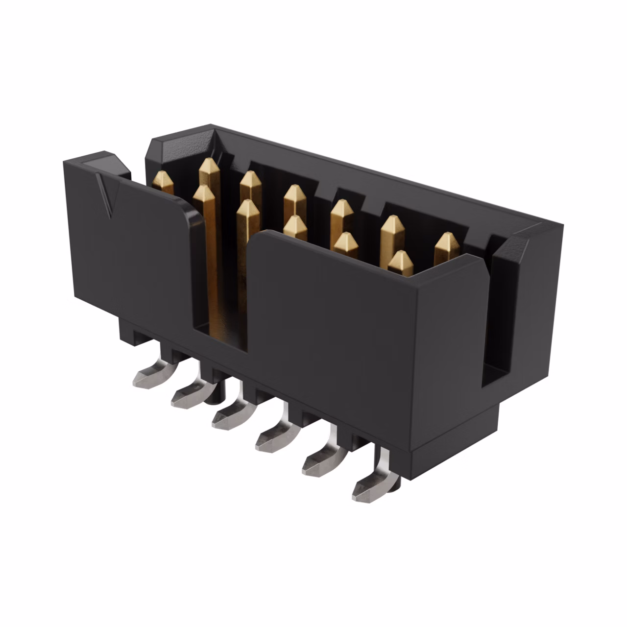 2.00mm Pitch, Milli-Grid PCB Header, Dual Row, Vertical, Surface Mount, Shrouded, 12 Circuits, 0.76µm Gold (Au) Plating, Dual Side Slots, Center Polarization, with Peg, Tape and Reel for sale