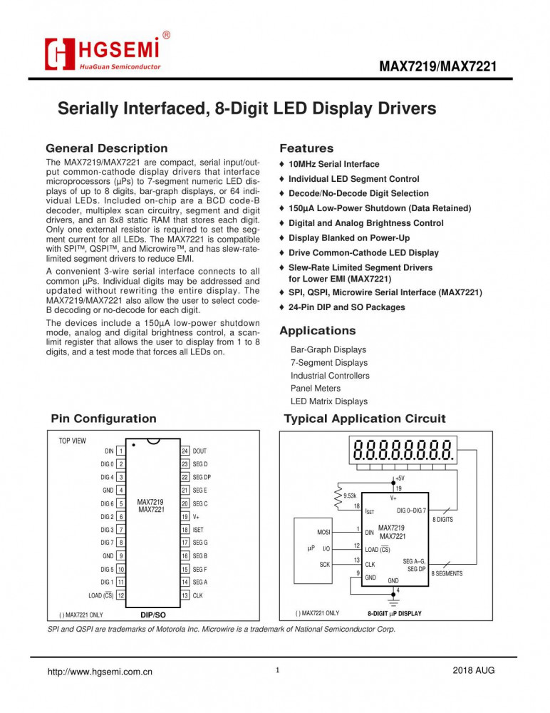 MAX7219M datasheet page 1