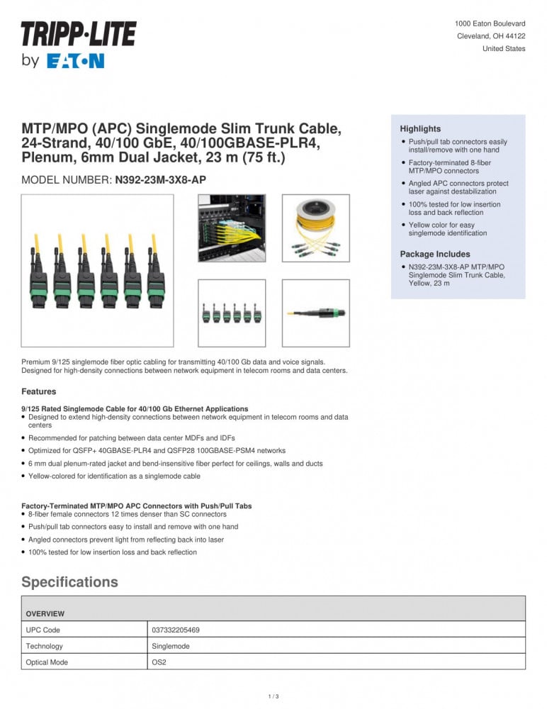 N392-23M-3X8-AP technical document page 1