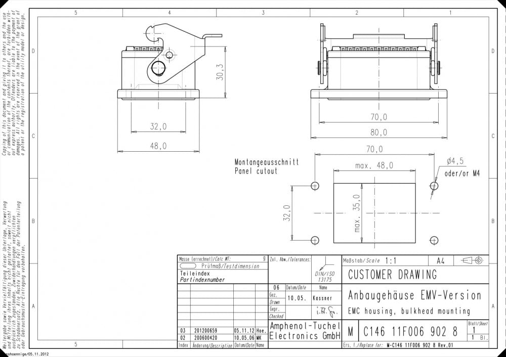 Amphenol C146 11F006 902 8 technical drawing page