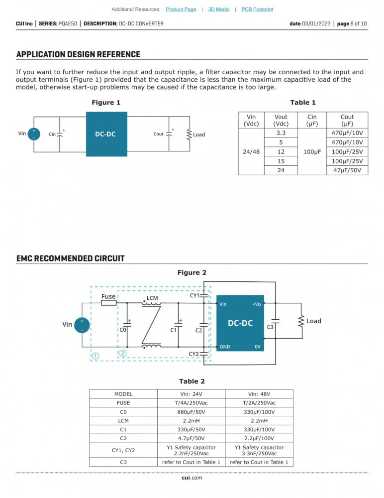 CUI PQAE50 datasheet page 8