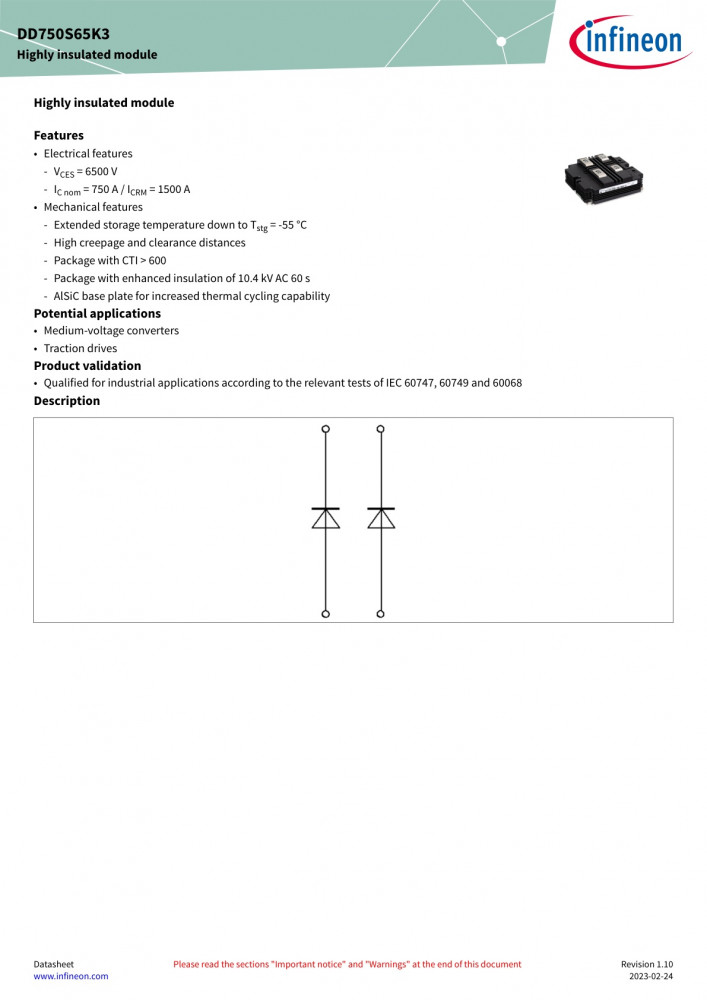 DD750S65K3 datasheet page 1
