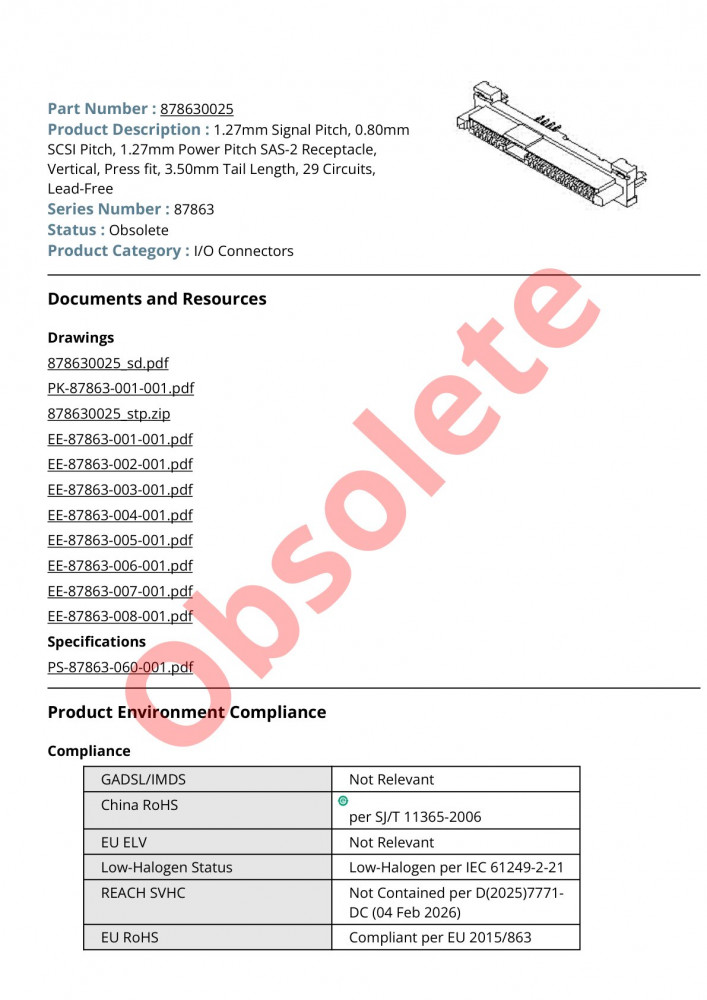 Molex 878630025 product documentation image 1