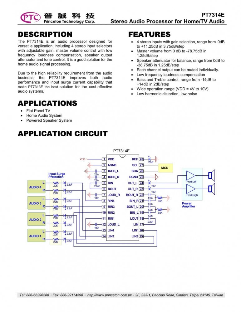 PT7314E datasheet page 1