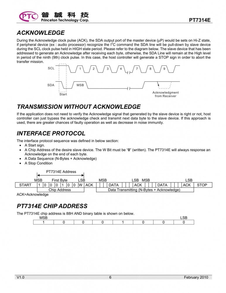PT7314E datasheet page 6