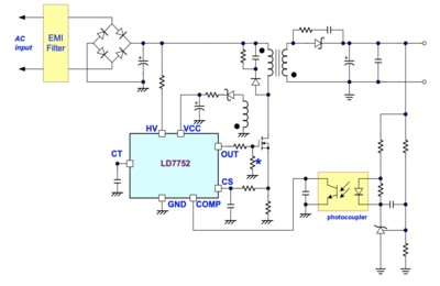 Green-Mode PWM Controller with HV Start-Up Circuit and Soft Start time Adjustment for sale