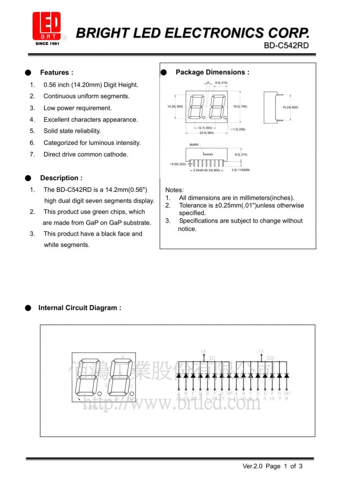 BD-C542RD datasheet page 1