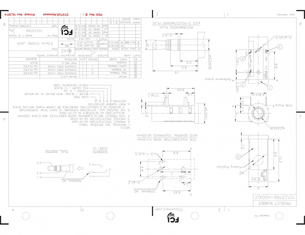 Amphenol 10123766-H00NLF technical document page 1