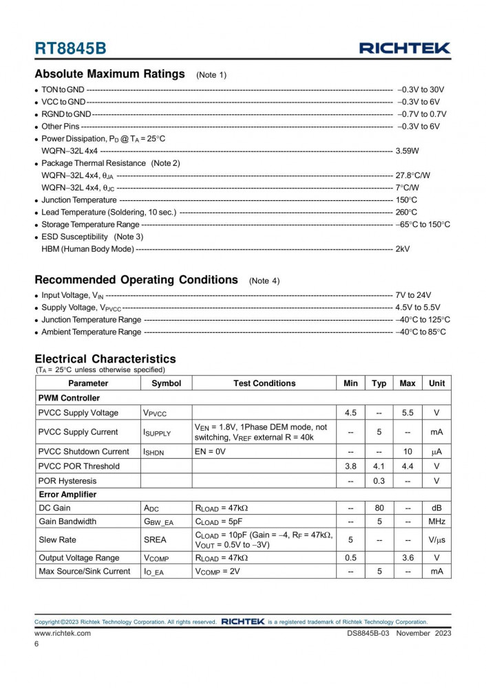 RT8845B datasheet page 6
