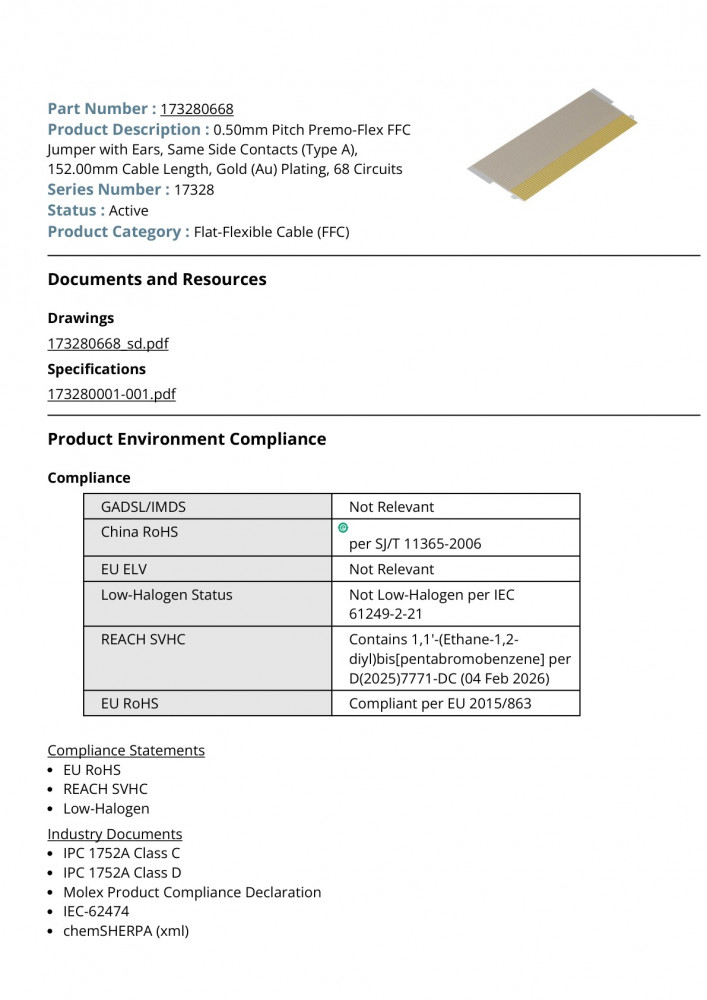MOLEX 173280668 technical document image 1
