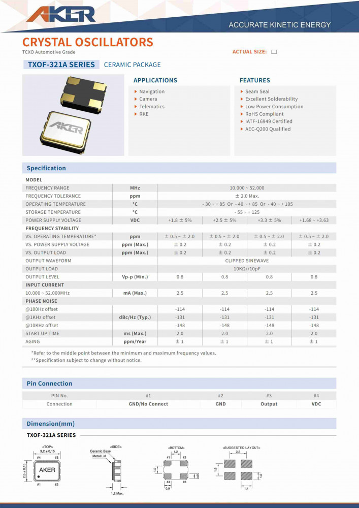AKER TXOF-321A SERIES technical document preview