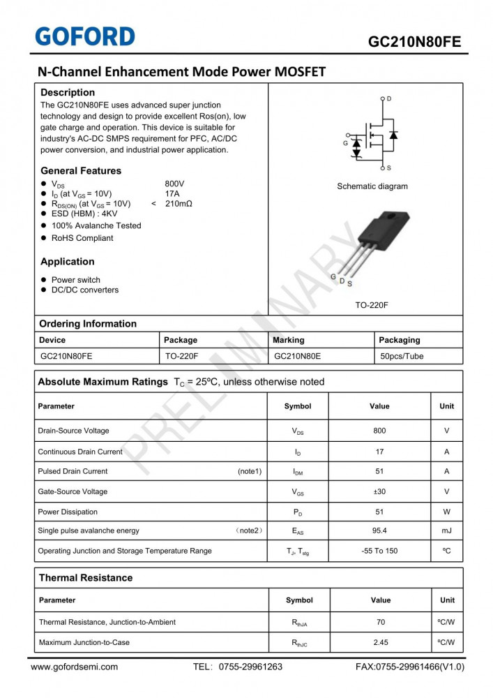GC210N80FE datasheet page 1