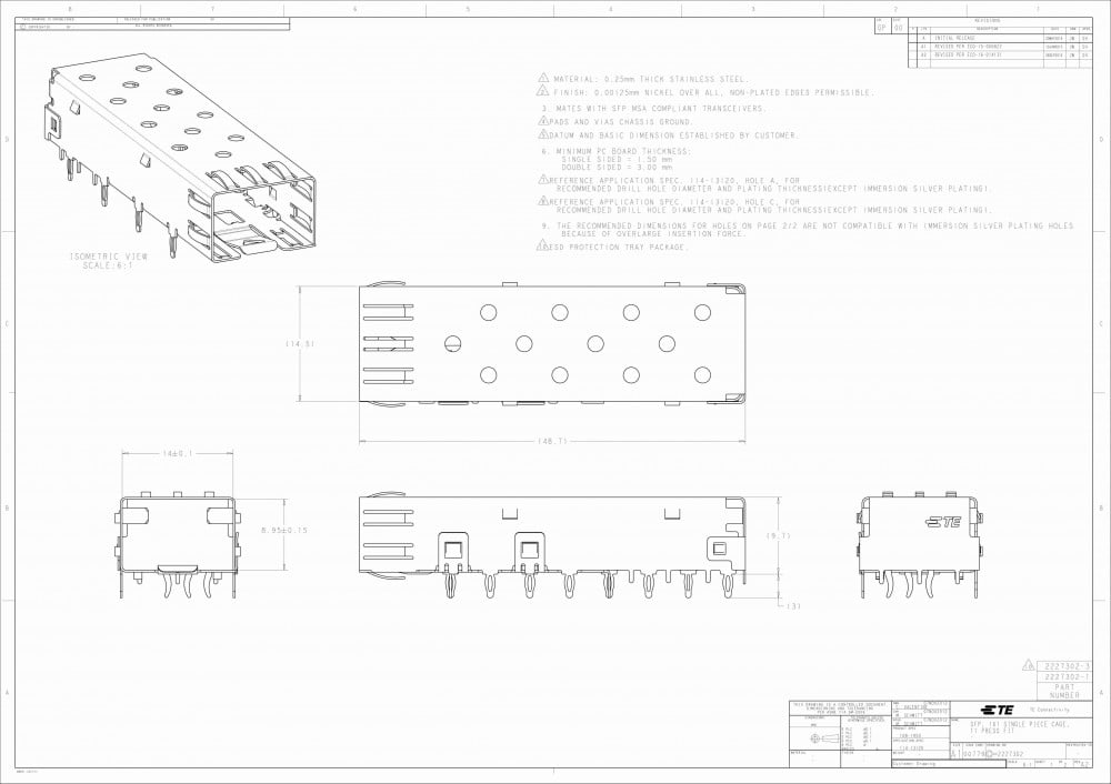 TE Connectivity 2227302 drawing page 1