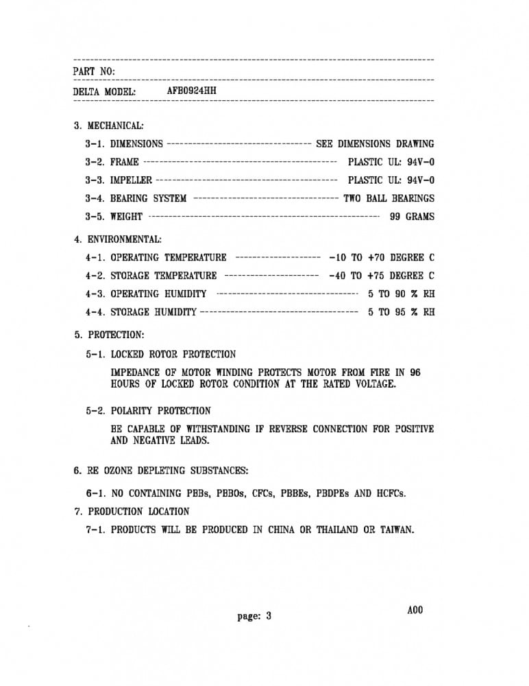 AFB0924HH technical document page 3