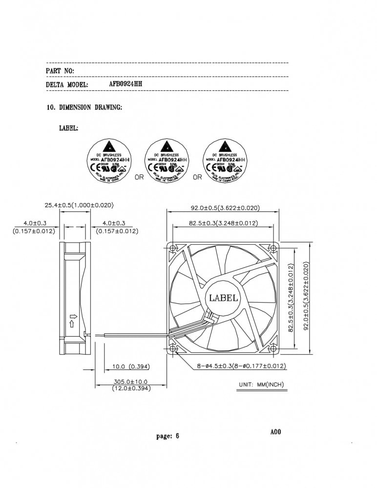 AFB0924HH technical document page 6