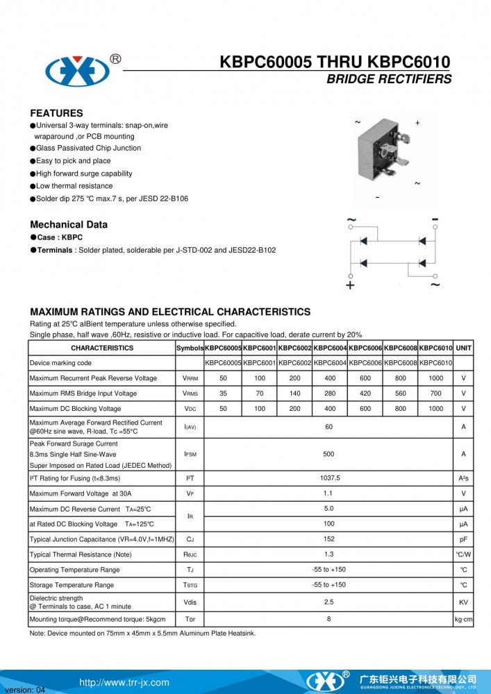 JUXING KBPC6010 datasheet page 1