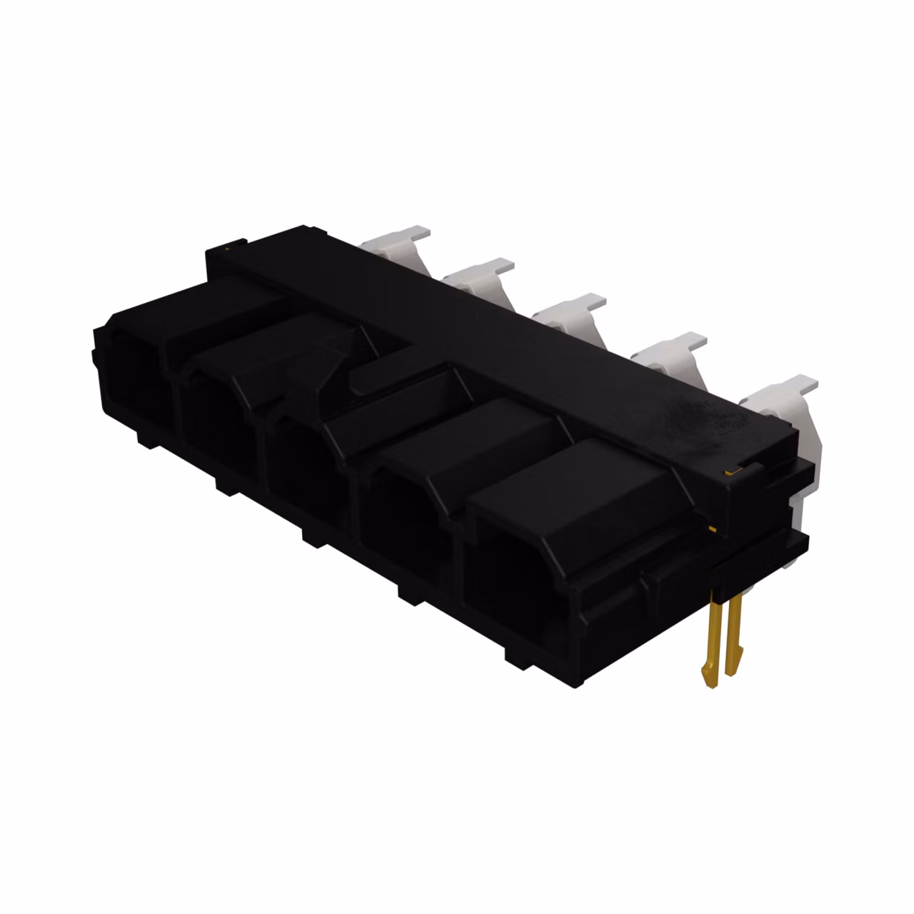 Mini-Fit Sr. Right-Angle Header, 10.00mm Pitch, Single Row, 5 Circuits, 5.10mm Tail Length, for 3.18mm PCB, Silver (Ag) Plating, with Clip for sale