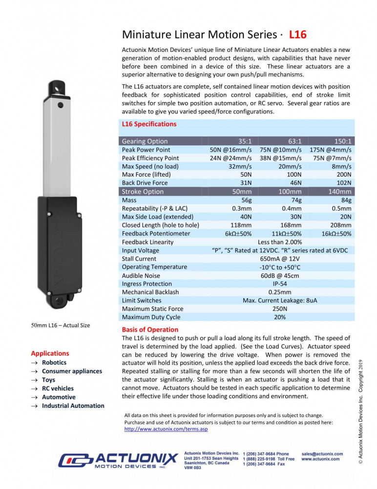 L16 actuator documentation page 1