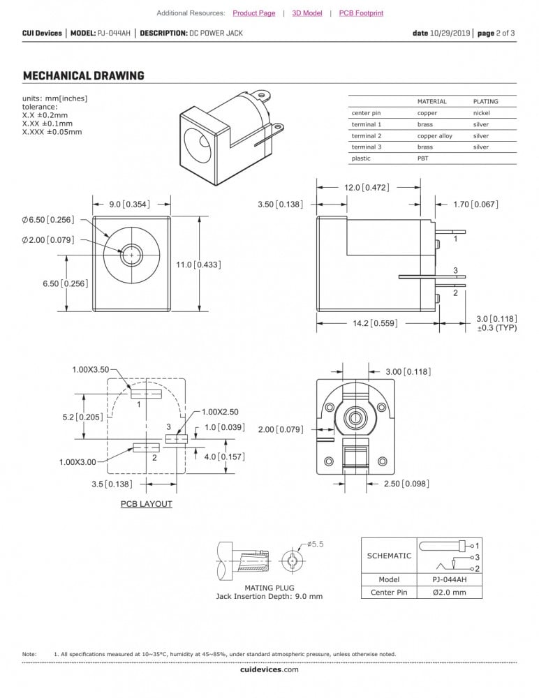 PJ-044AH technical document page 2
