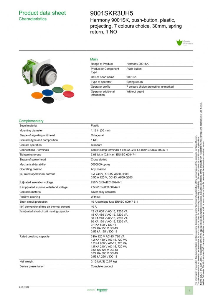 9001SKR3UH5 technical document page 1