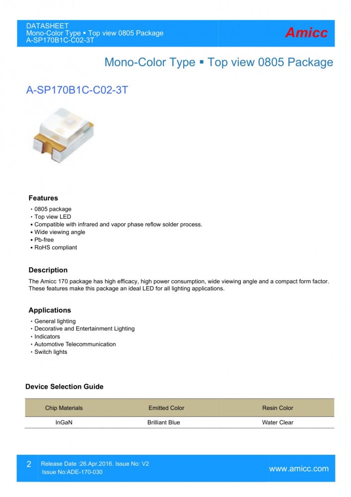 A-SP170B1C-C02-3T datasheet page 2